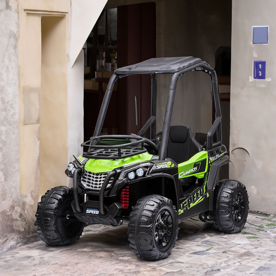 Green 24V Electric Kid Ride On Car with Remote Control JS370 UTV Ride ...